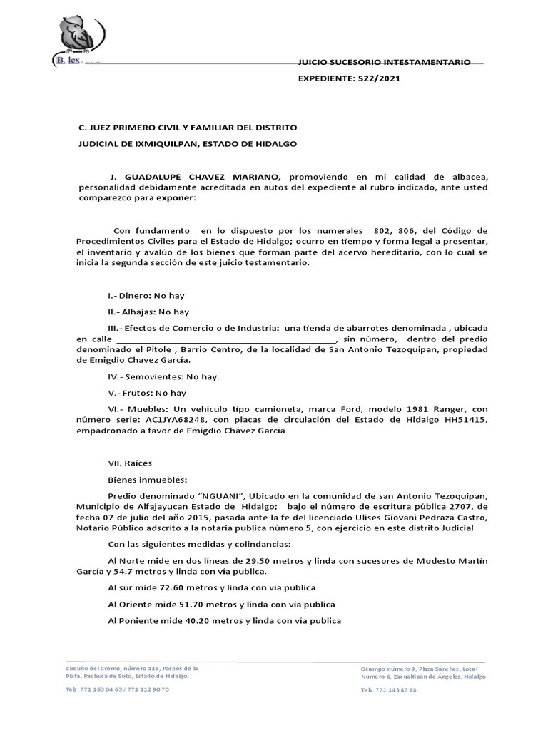 Inventario De Bienes Pdf Ley Común Justicia 1449