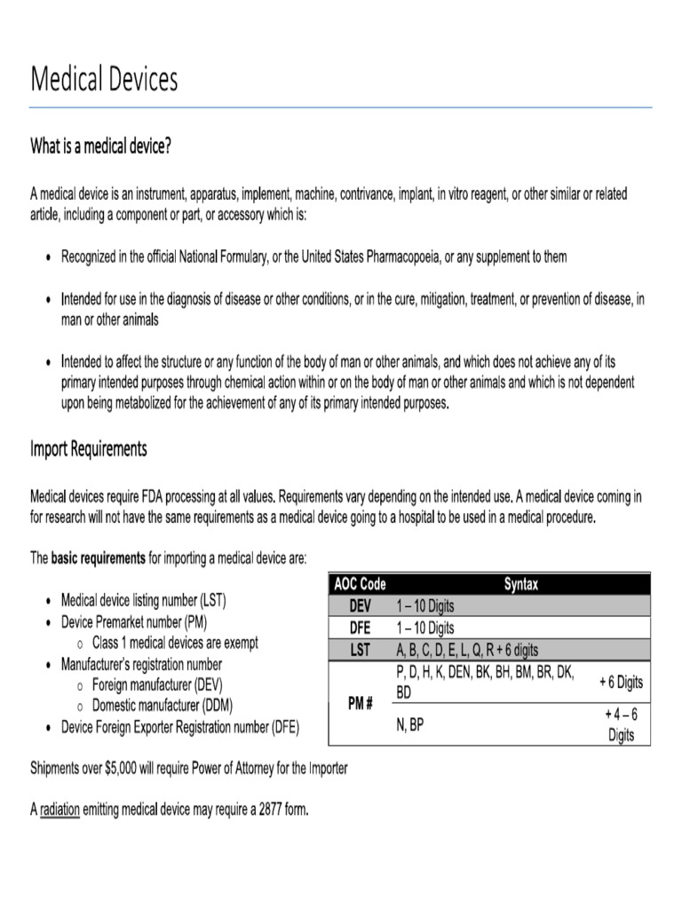 Medical Device AOC | PDF