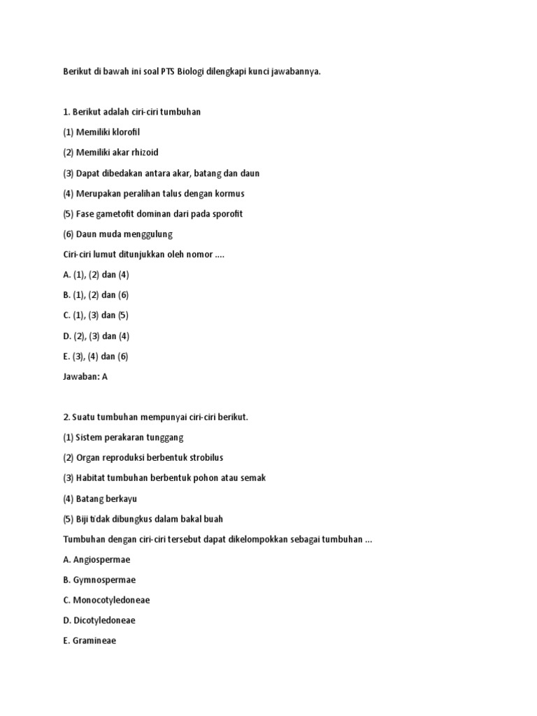 Latihan Soal Pat Biologi Kelas 10 | PDF