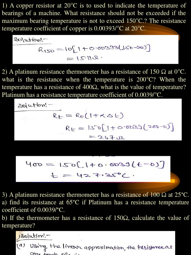 Si Unit 2 Numericals | PDF | Thermocouple | Electrical Resistance And Conductance