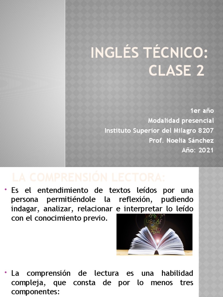 Inglés Técnico Presentación Powerpoint CLASE 2 | PDF | Gramática | Cognición
