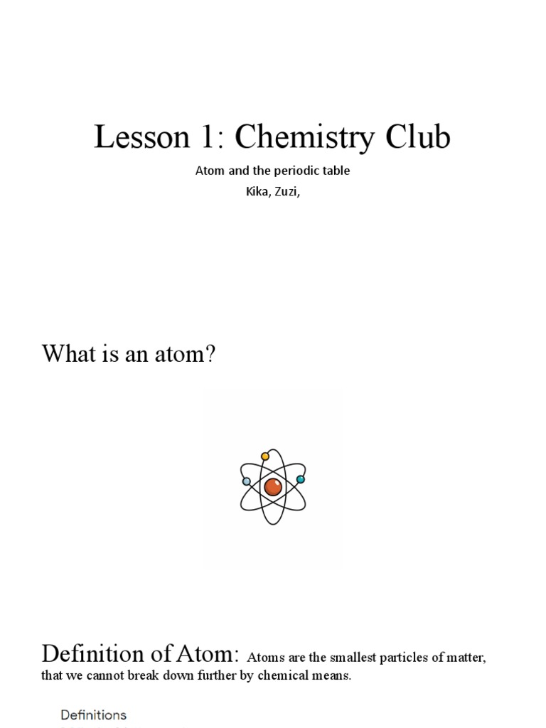 Chem Club Lesson 1 | PDF