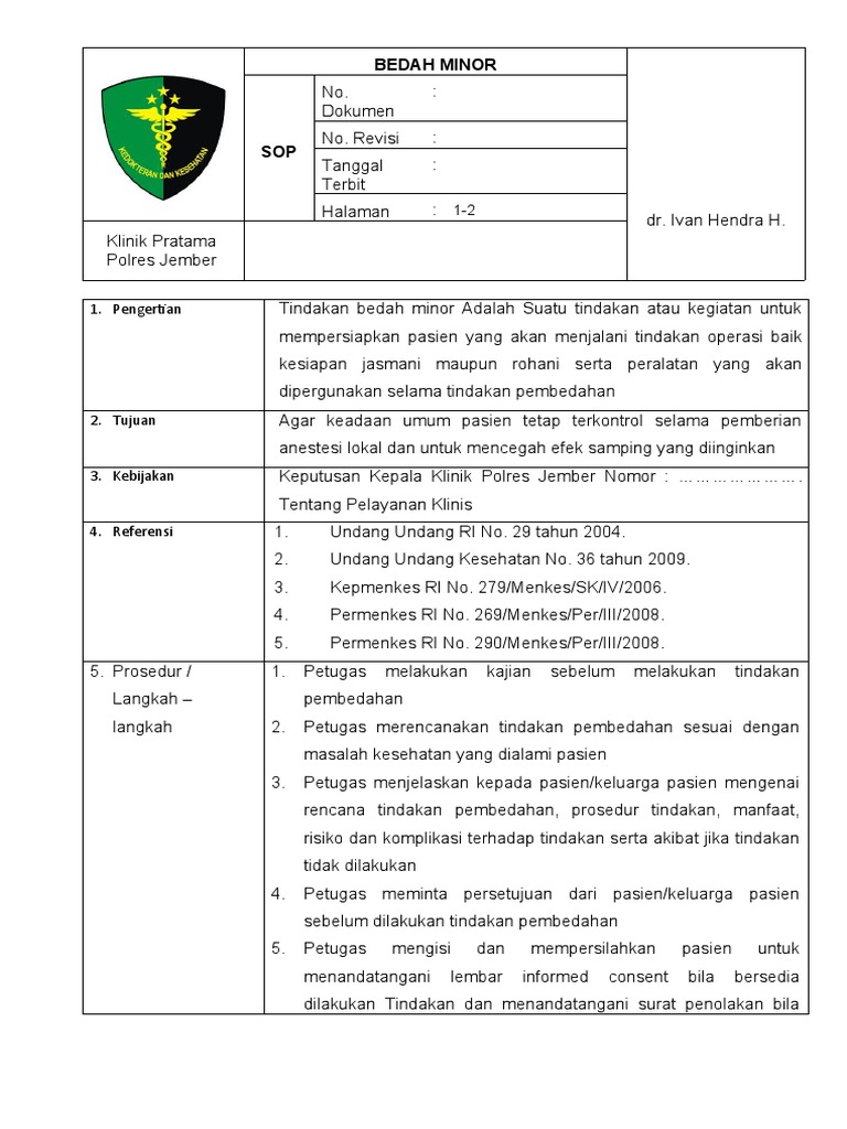 Sop Bedah Minor | PDF