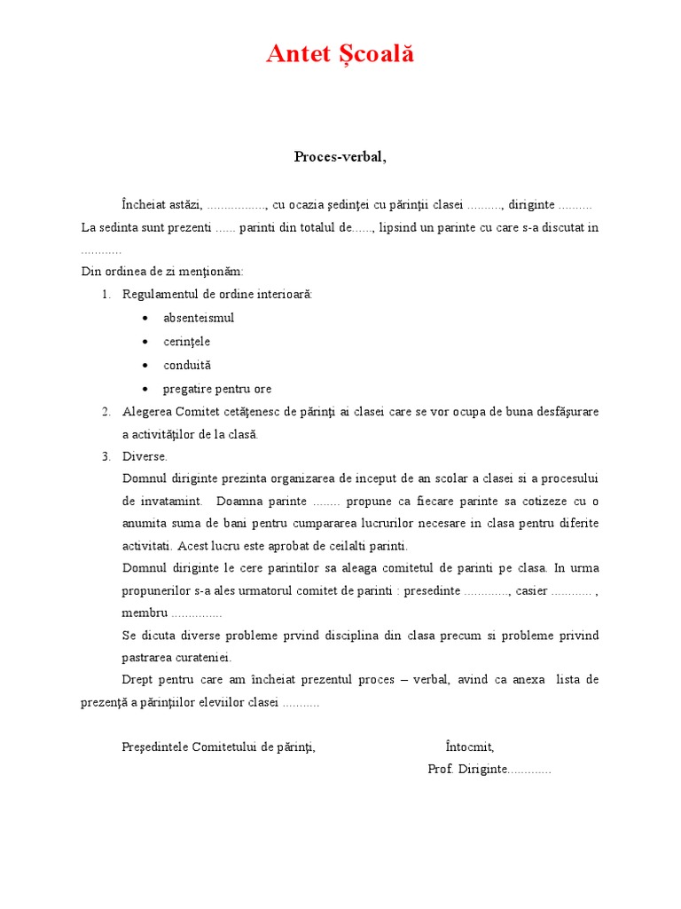 PV Sedinta Model | PDF