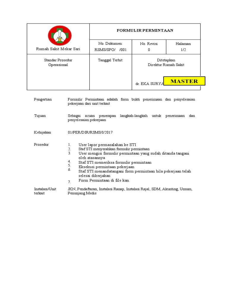 Spo Formulir Permintaan | PDF