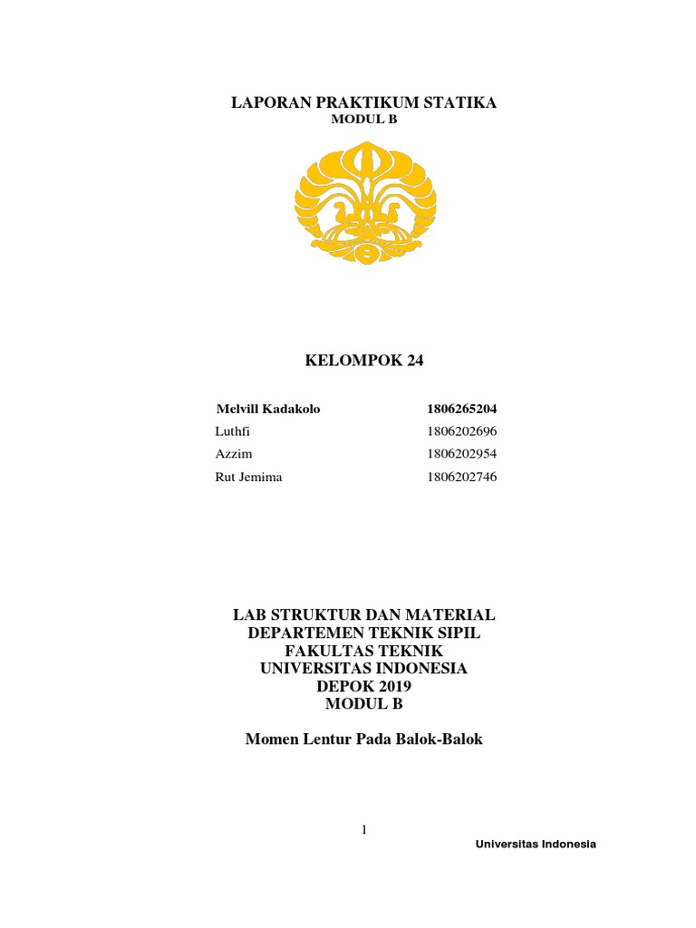 Laporan Praktikum Statika - Modul B - Melvill M. Kadakolo | PDF