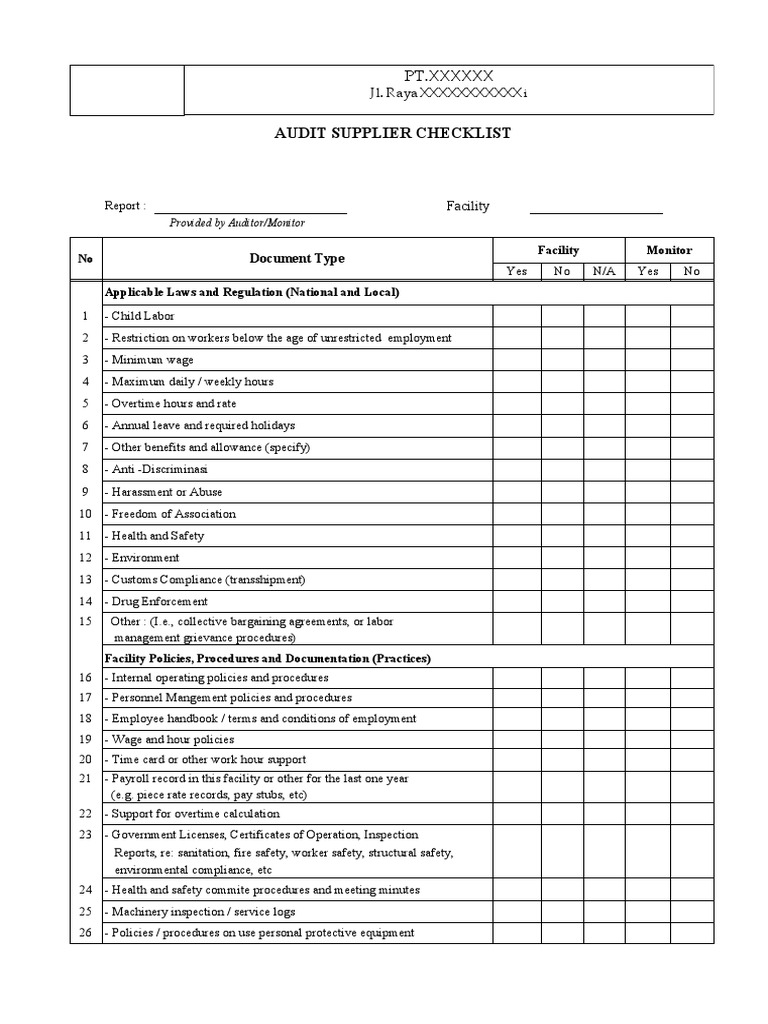 Ceklis Audit Kontraktor | PDF