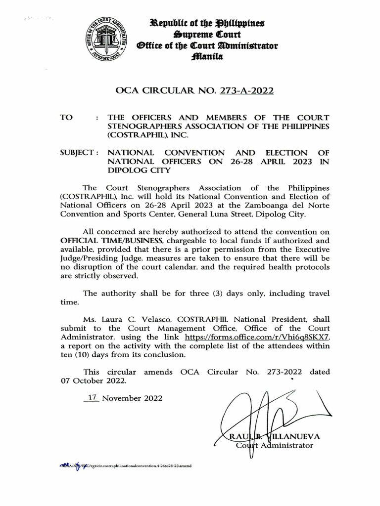 OCA Circular No. 273-2022-A | PDF