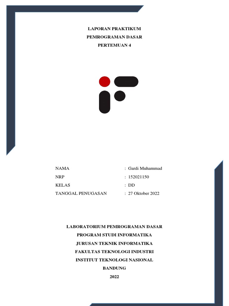 Laporan Praktikum Pemrograman Dasar Pertemuan 4 | PDF