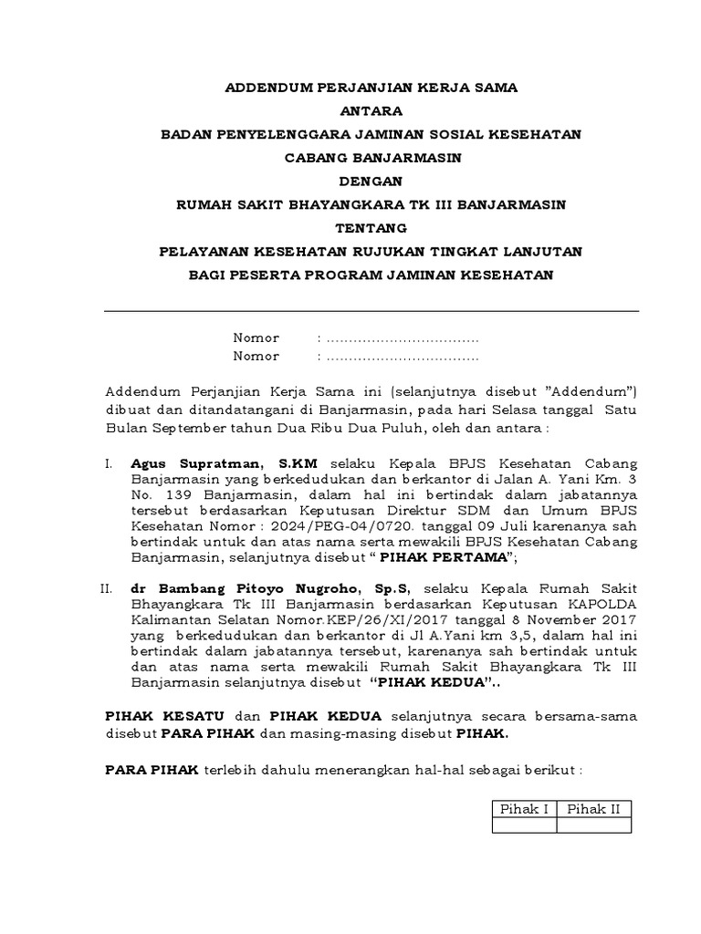 Addendum Dengan BPJS | PDF