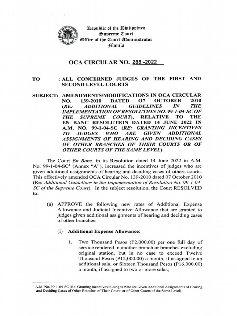 OCA Circular No. 288-2022 | PDF