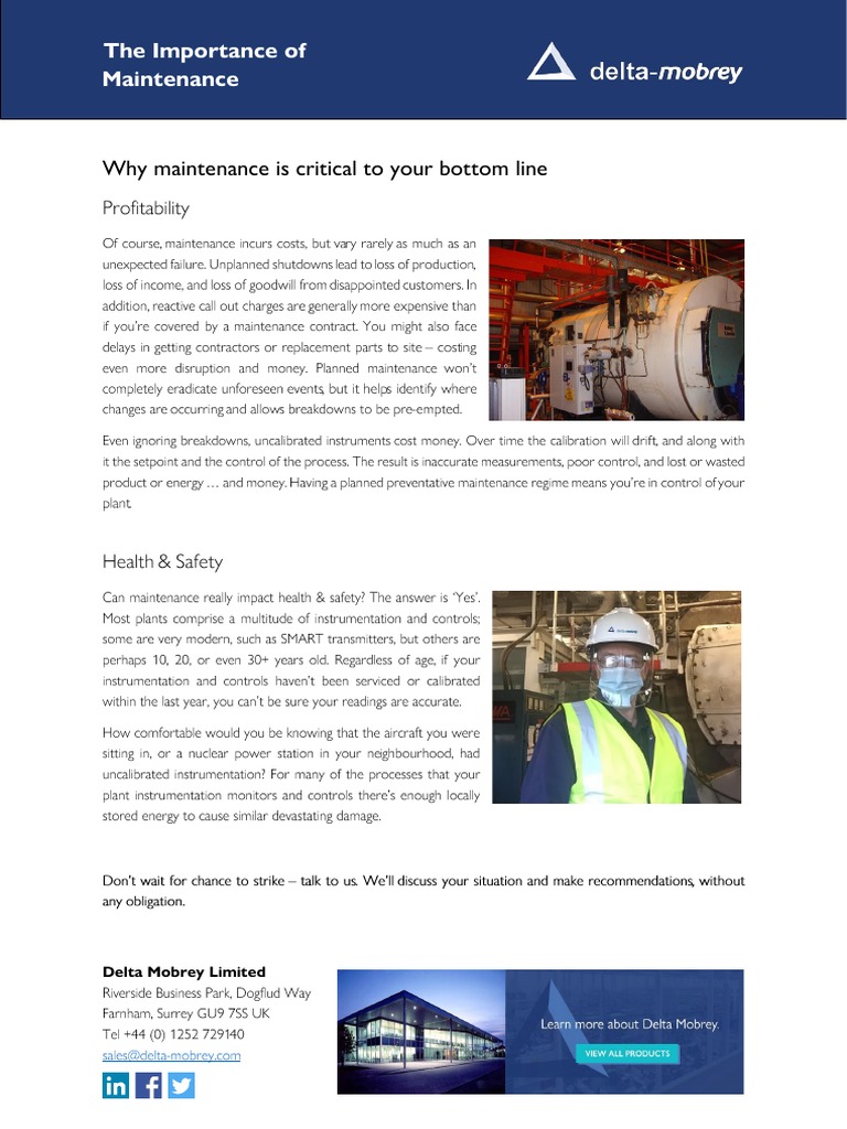 Brochure - The Importance of Maintenance | PDF