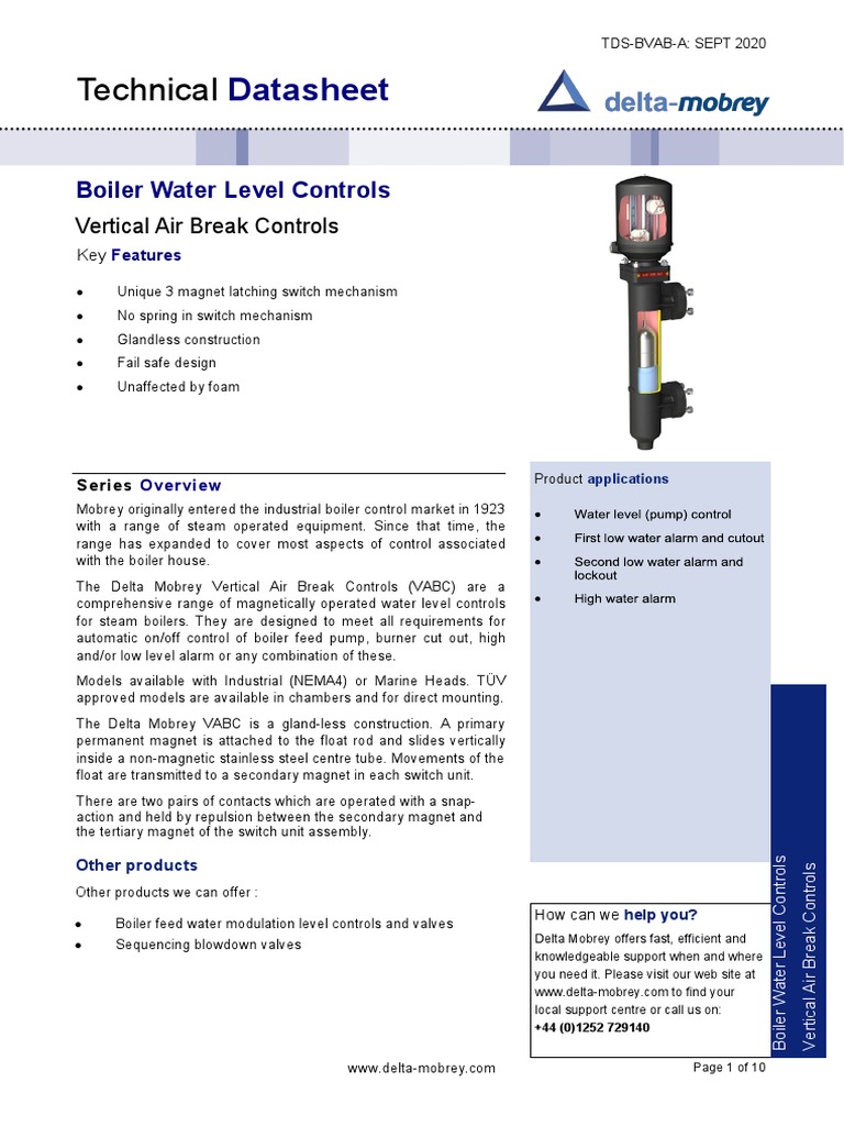 TDS - Boiler Vertical Air Break Controls | PDF | Switch | Buoyancy