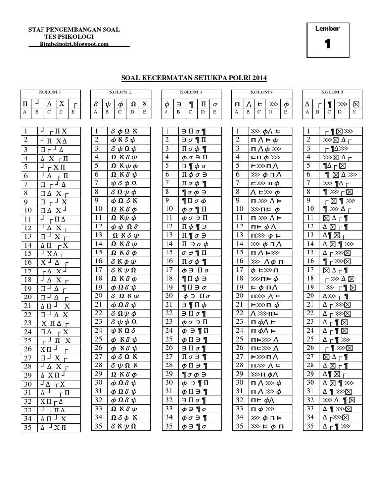 Soal Simbol Hilang-Psikotes | PDF
