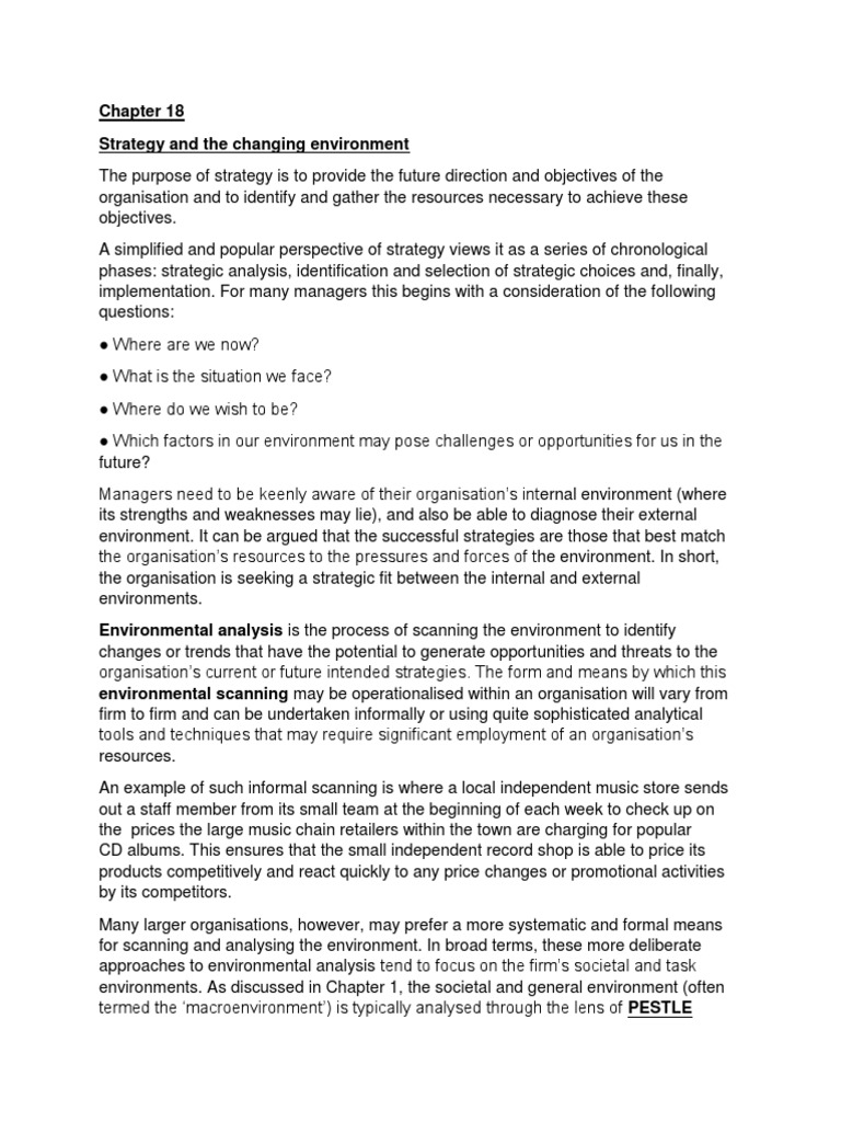 Strategy and The Changing Environment | PDF | Sustainability | Swot ...