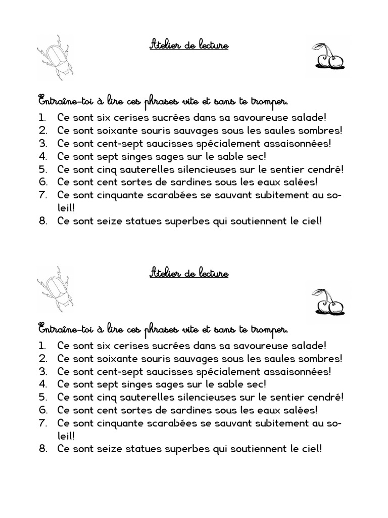 Ateliers de Lecture Ce1 | PDF