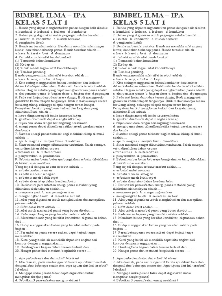 2 - IPA - Kelas 5 - Latihan | PDF