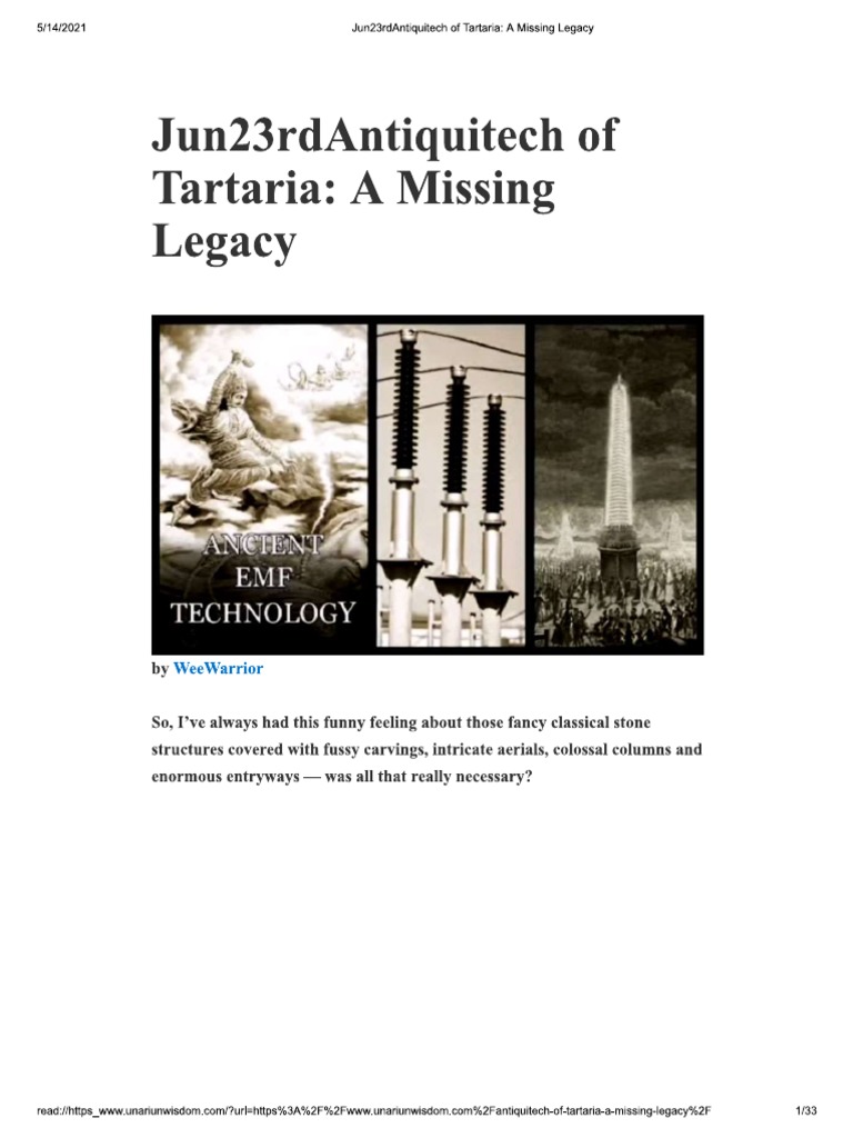 Antiquitech of Tartaria A Missing Legacy | PDF