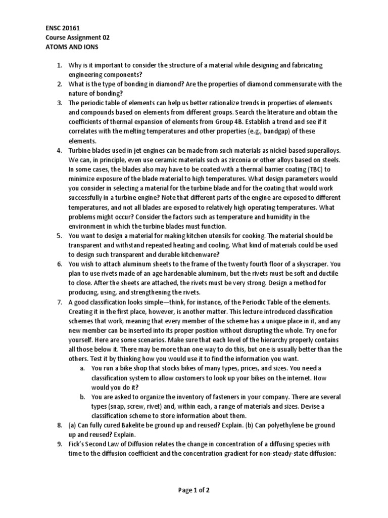 CA 02 Atoms and Ions | PDF | Diffusion | Chemistry