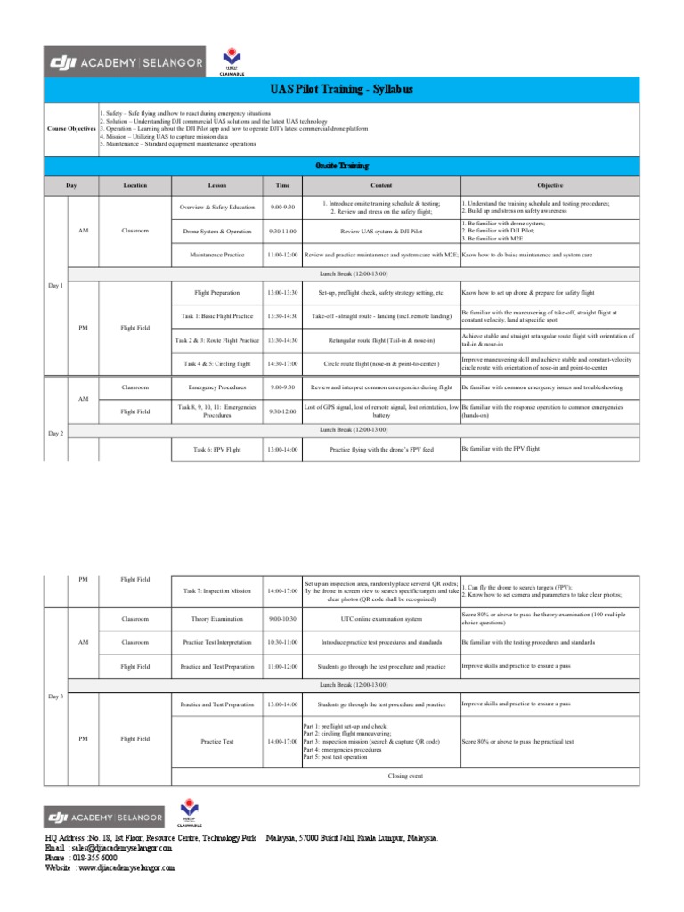 UAS Pilot Training Syllabus DJI Academy Selangor | PDF | Unmanned ...