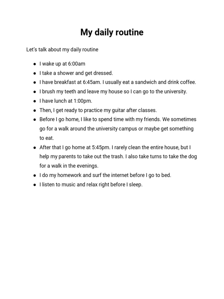Class 6 - My Daily Routine (Script) | PDF