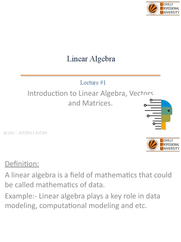 Lect 1 Linear Algebra | PDF | Euclidean Vector | Vector Space