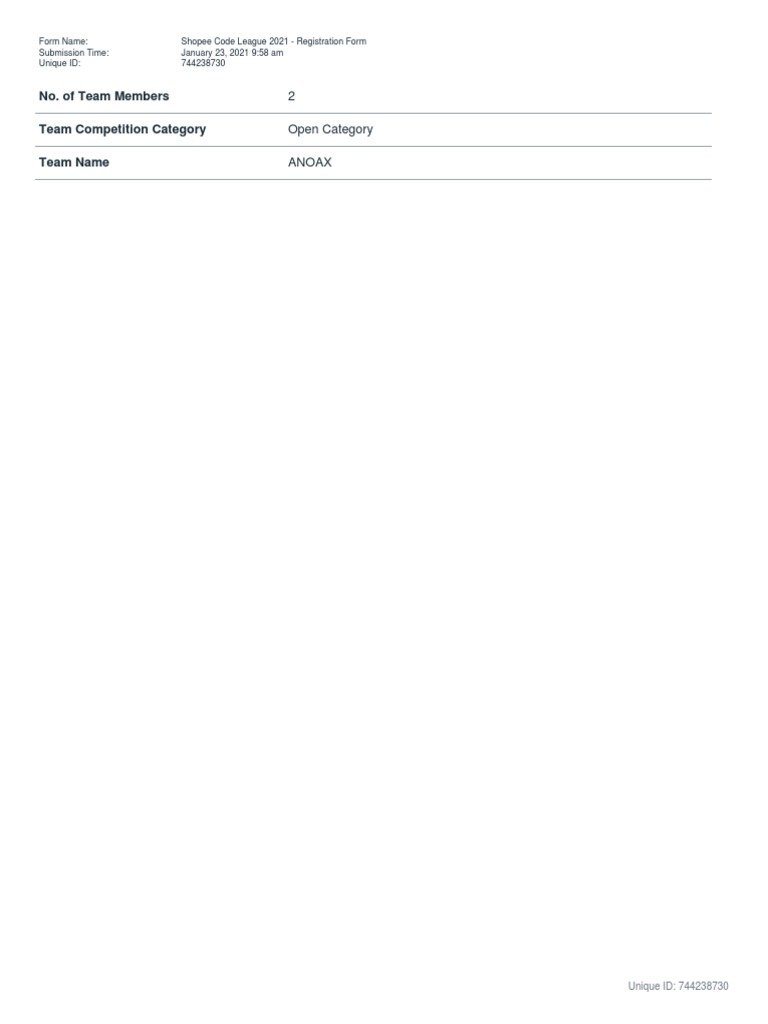 ShopeeCodeLeague2021RegistrationForm Submission 744238730 | PDF ...