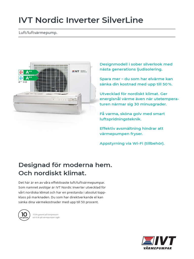 IVT Nordic Inverter 12 PHR N SilverLine Produktblad | PDF