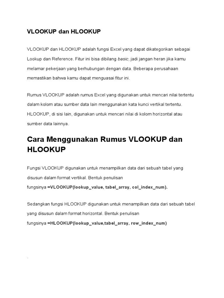 VLOOKUP Dan HLOOKUP | PDF