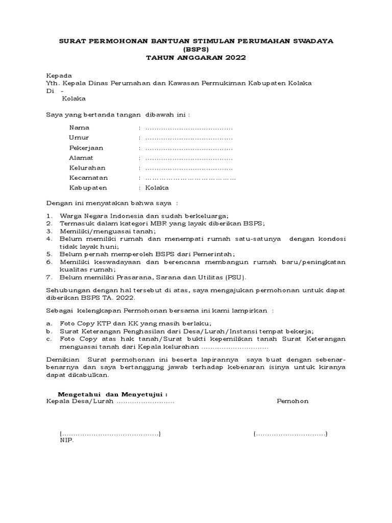 Permohonan BSPS | PDF