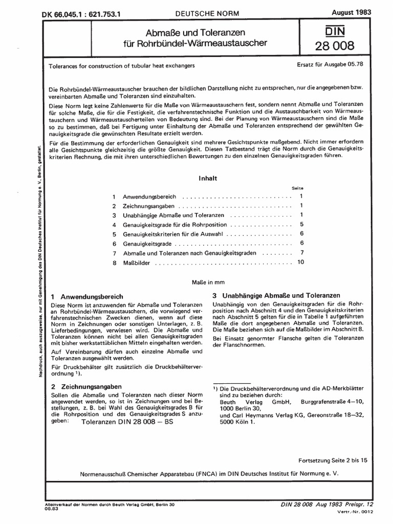 Din 28008 1983-08 | PDF