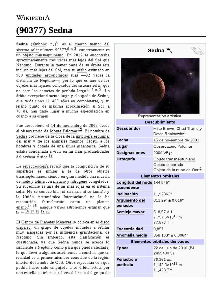 (90377) Sedna | PDF | Sistema solar | Objetos subestelares