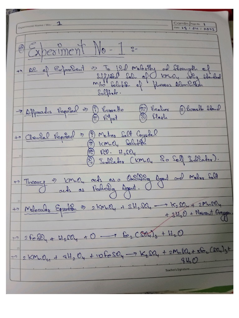 Chemistry Practicals Class 12 | PDF