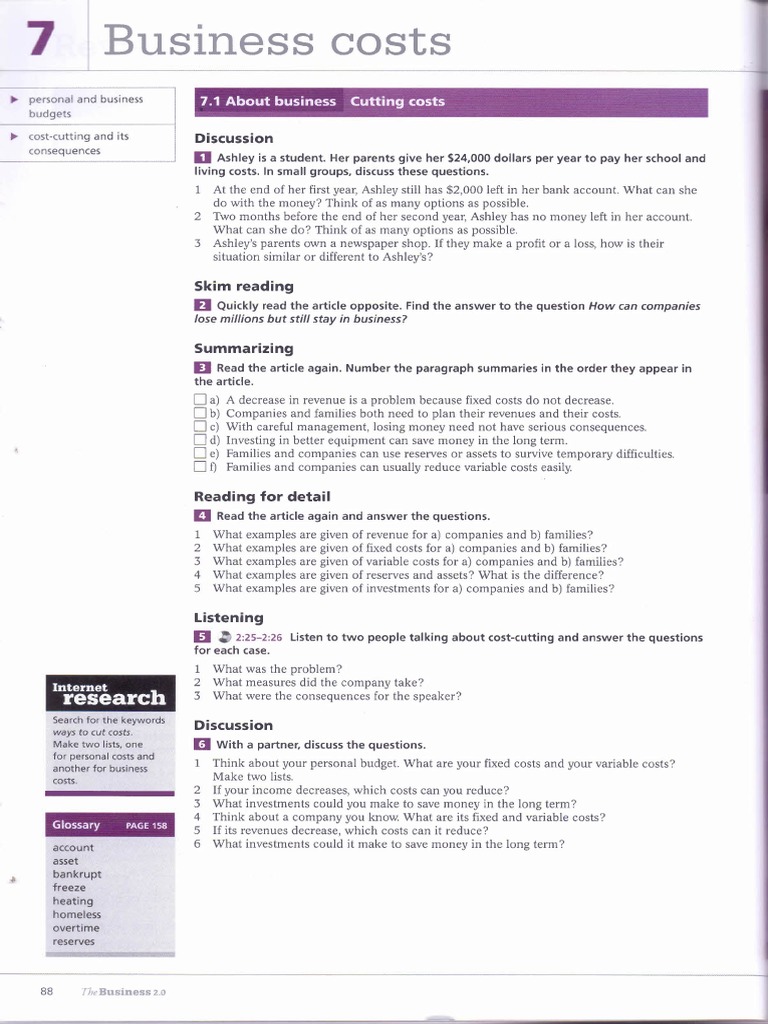 The Business 2.0 Pre-Inter-St - Unit 7 | PDF | Cost Of Living | Cost Of Goods Sold