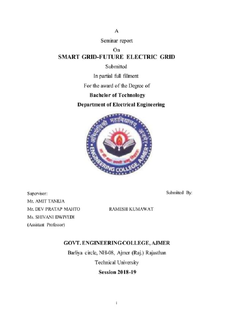 Smart Grid Seminar Report | PDF