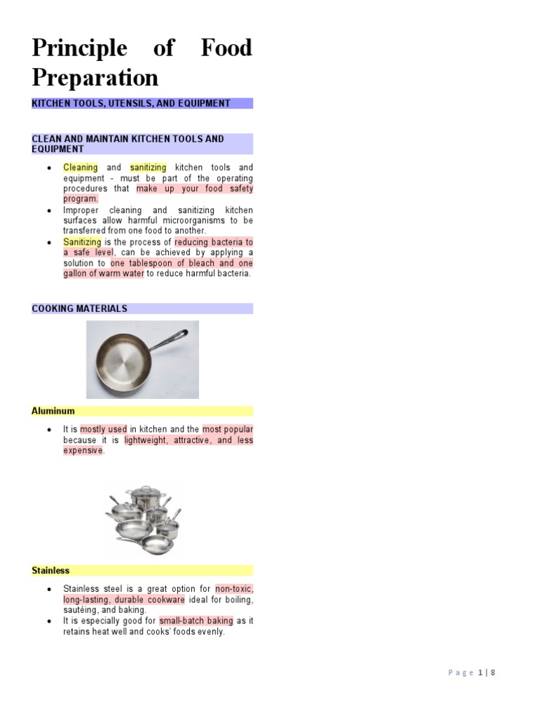 Principle of Food Preparation | PDF
