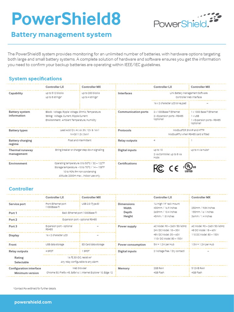 PowerShield8 Systemdatasheet 2.4-19 | PDF | Power Supply | Sensor