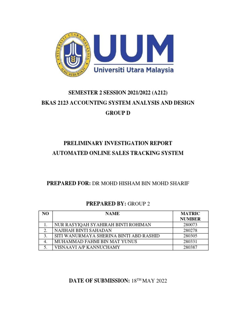 BKAS2123 (D) - Project Report (Group 2) | PDF | Feasibility Study | Online Shopping