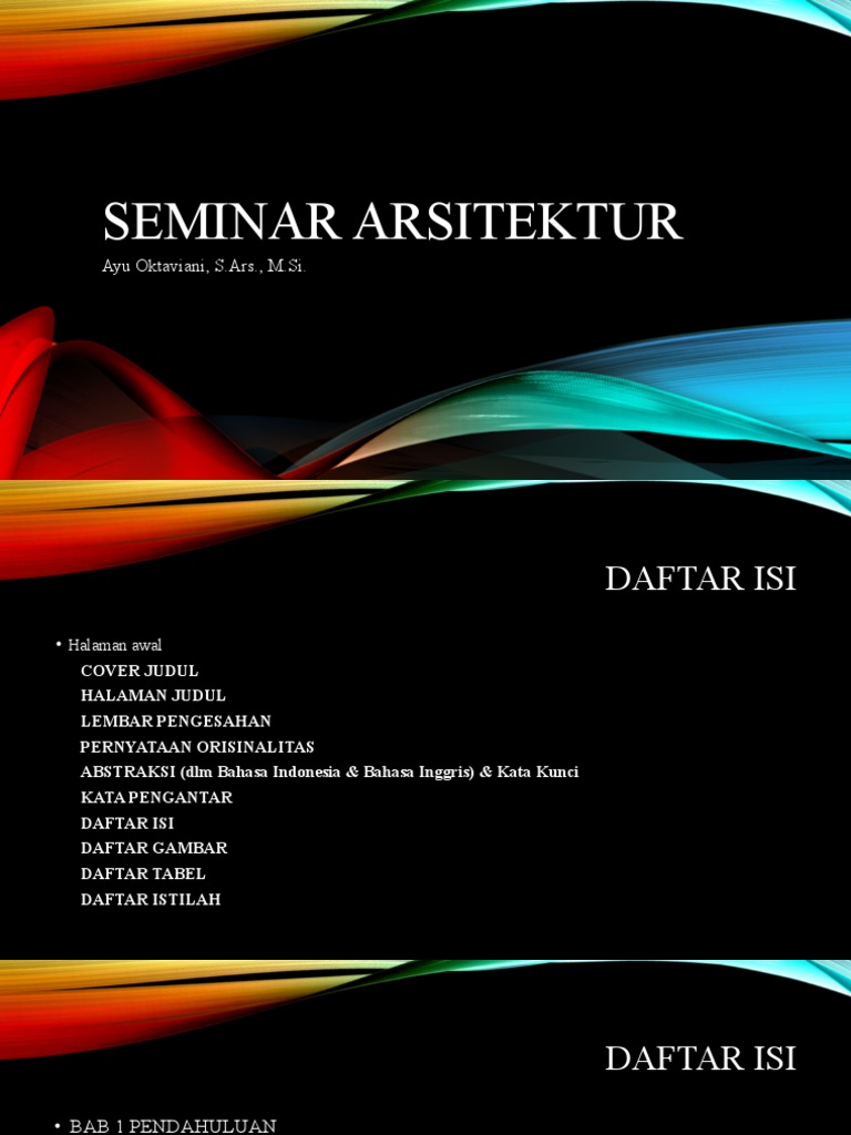 Daftar Isi Seminar Arsitektur | PDF