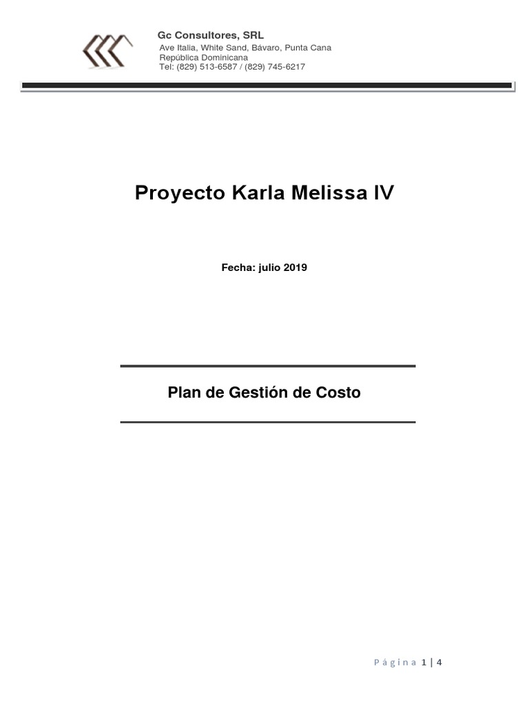 Plan de Gestión de Costos del Proyecto | PDF | Presupuesto