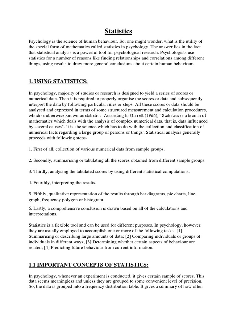 Statistics in Psychology Research | PDF | Standard Deviation | Statistics