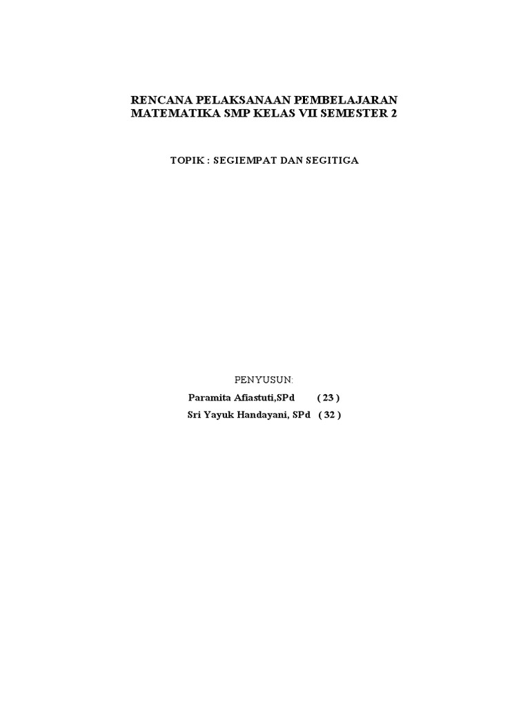 RPP Bangun Persegi Panjang | PDF