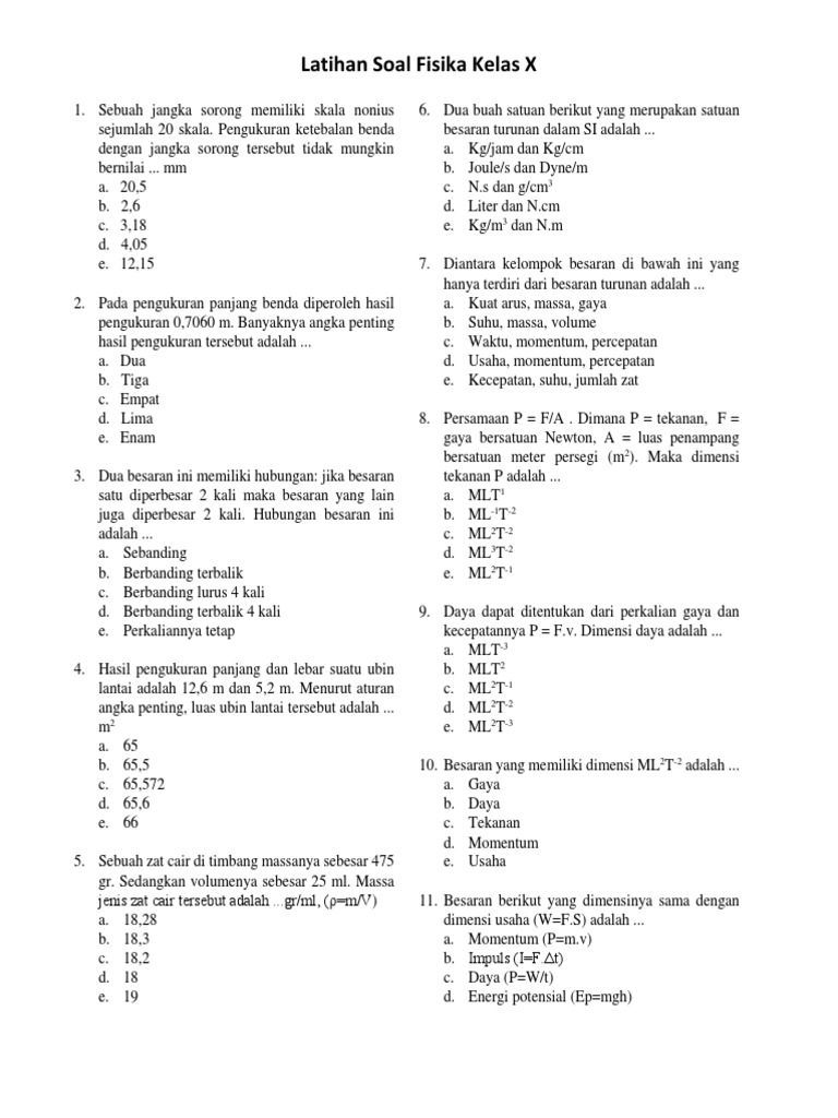 Soal Latihan Fisika X | PDF
