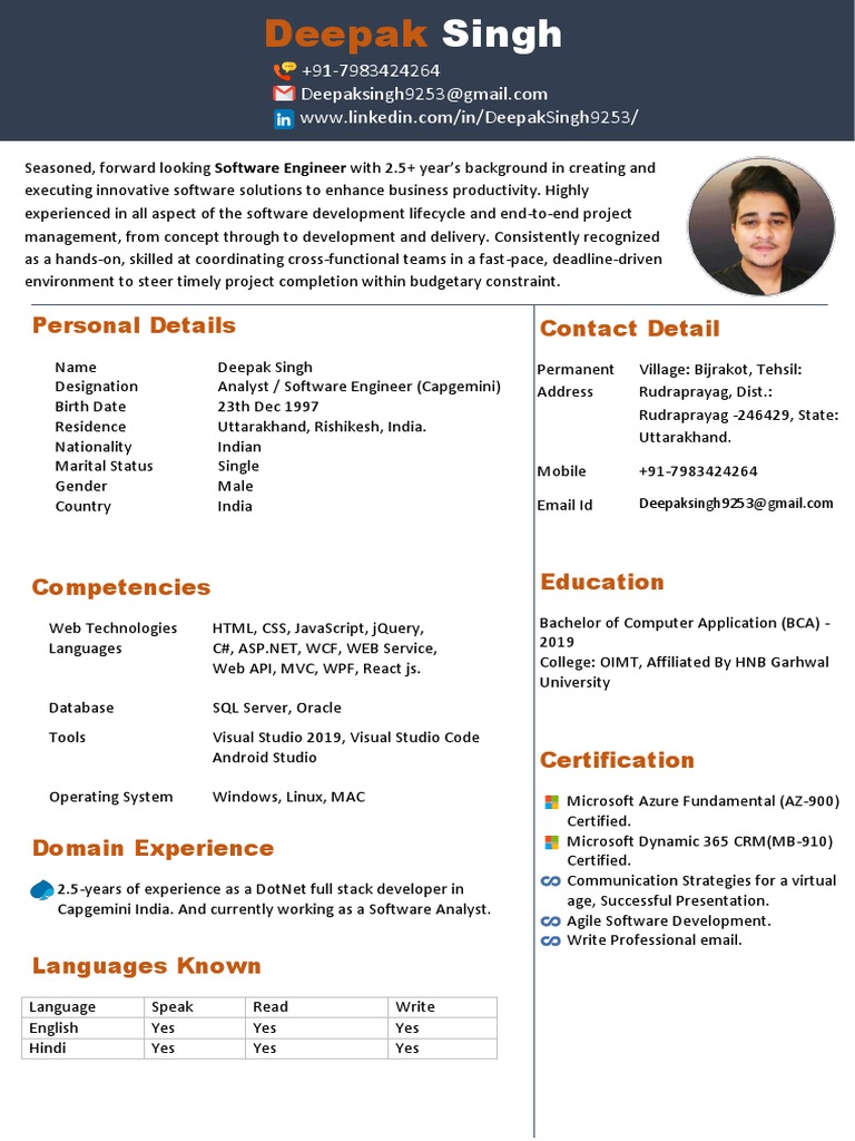 Deepak Singh Upated Resume | PDF | J Query | Entity Framework