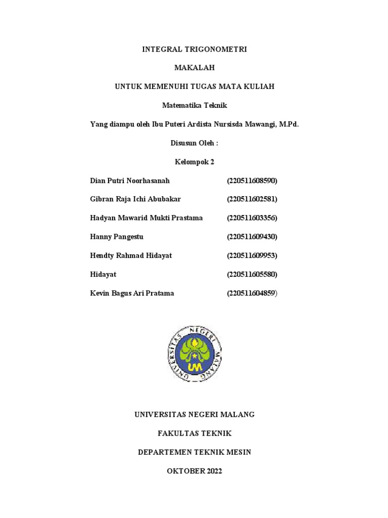 Makalah Integral Trigonometri Pdf