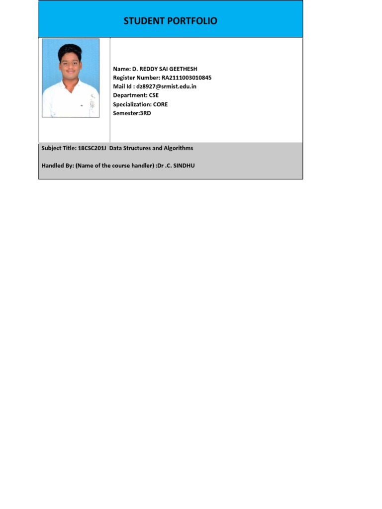 Dsa Portfolio - 845 | Download Free PDF | Information Age | Computing