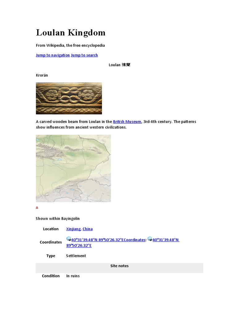 Loulan Kingdom | PDF | China | World Politics