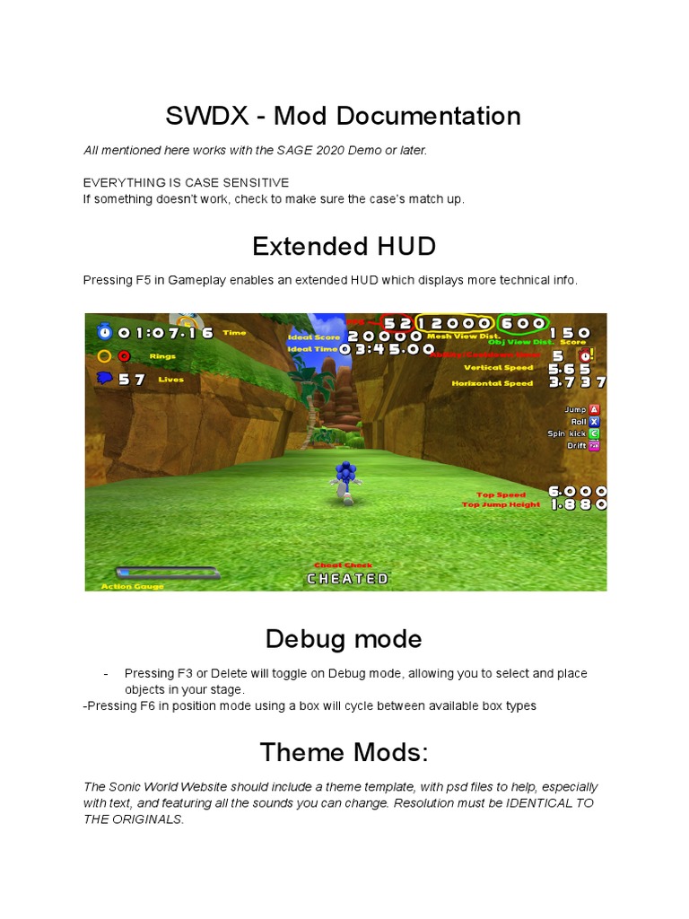 Sonic World DX - Mod Documentation | PDF | Xml | Color