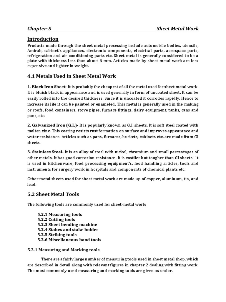 Chapter 5 - Sheet Metal Work | PDF