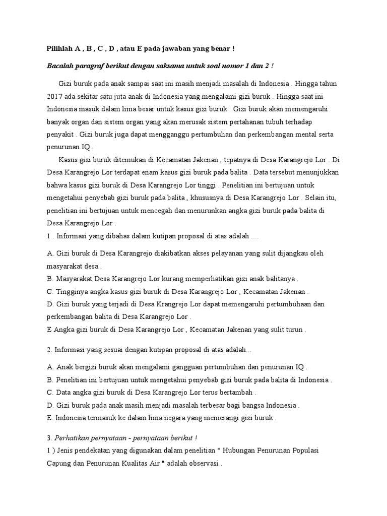 Soal Latihan Proposal | PDF